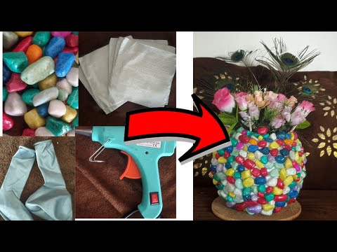 how to make flower vase with pebbles | how to DIY flower vase with ...