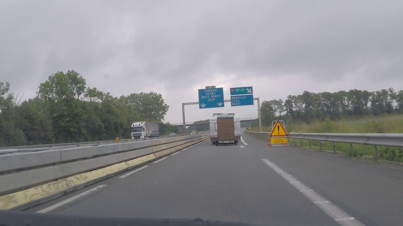 France by Autoroute - A26 South A1 Junction for Arras and Lille - YouTube