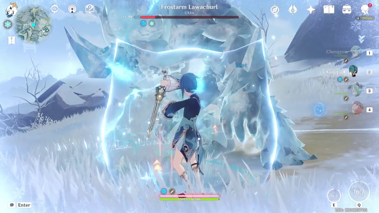 Genshin Impact - Chongyun + Xingqiu vs Frostarm Lawachurl (and Chilly ...