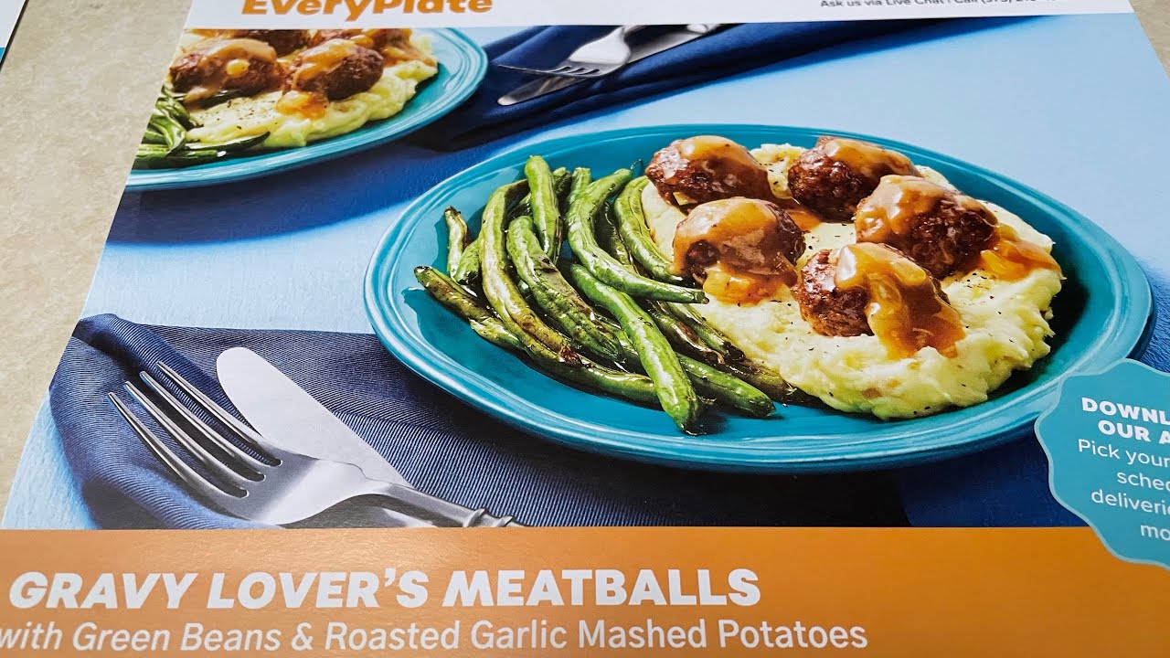 Everyplate meatballs and garlic mashed potatoes - YouTube