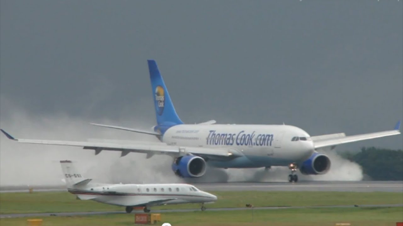 TCX A330-200 reverse thrust landing. Manchester Airport. HD. - YouTube