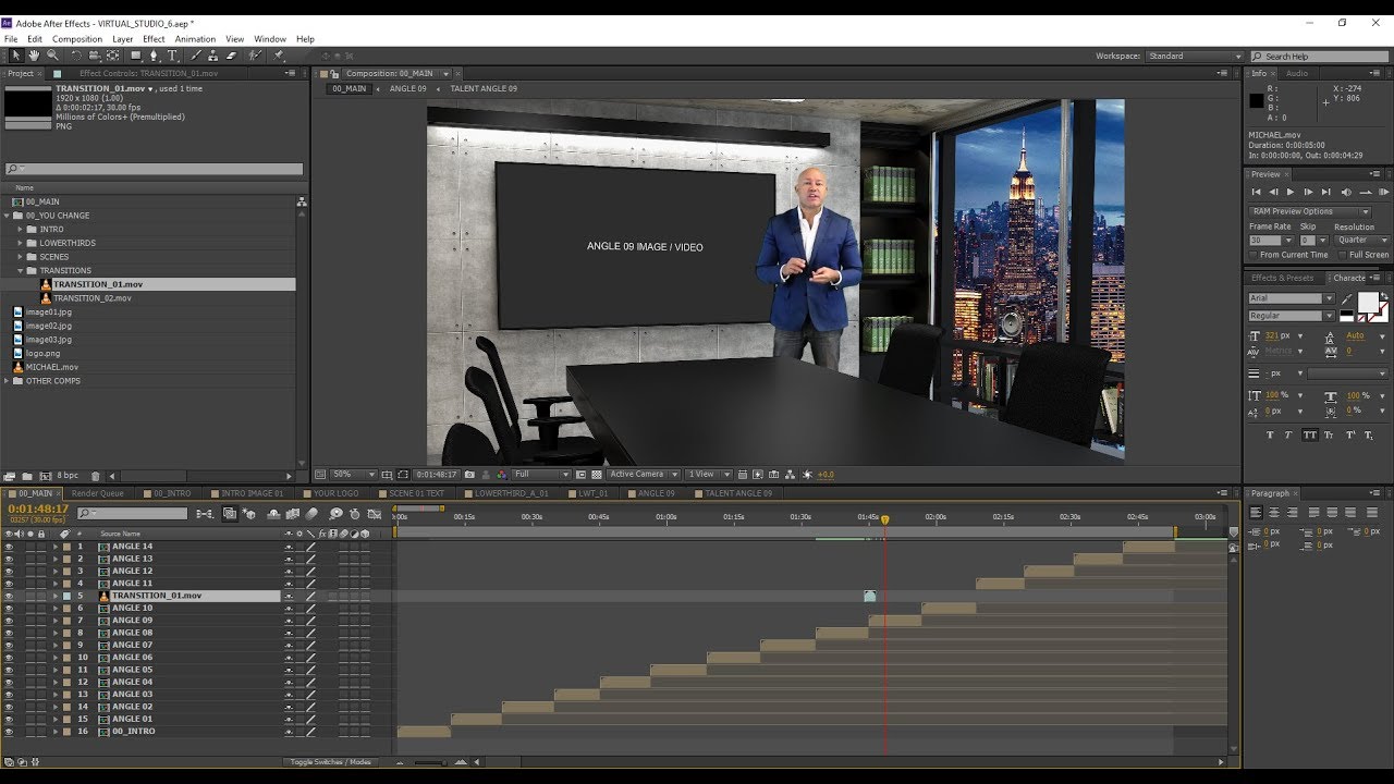 After Effects Template Tutorial Virtual Studio 6 | Bluefx - YouTube
