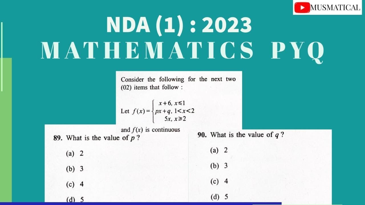 NDA (1) : 2023 MATHEMATICS PYQ - YouTube