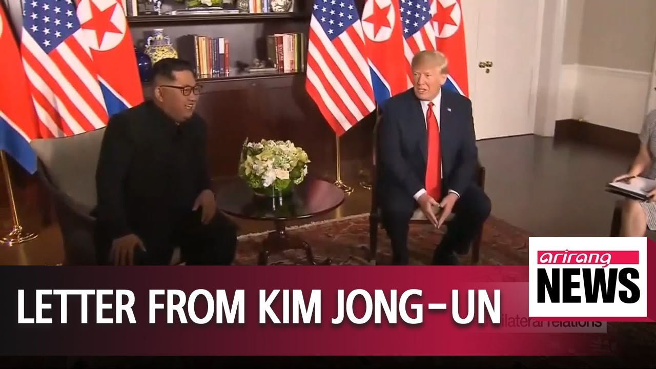 Trump reveals letter sent by Kim Jong-un on Twitter - YouTube
