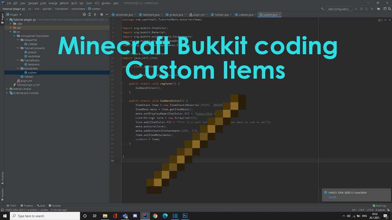 Minecraft bukkit coding 3# - Custom Items! - YouTube