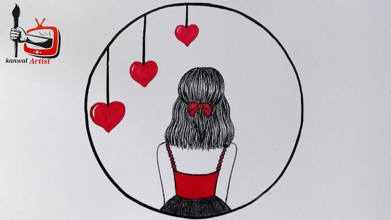 Beautiful backside girl drawing / Girl drawing step by step / Circle ...