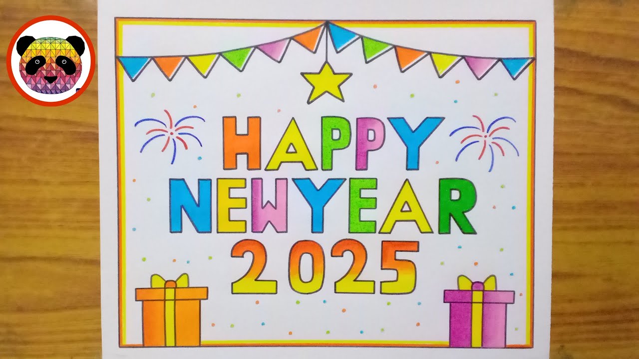 Happy New Year Drawing 2025 / New Year Drawing / Happy New Year Drawing ...