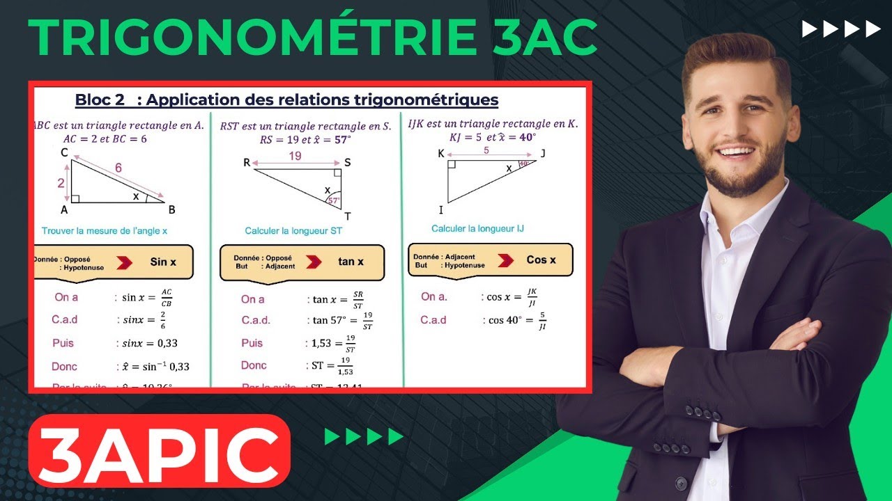 TRIGONOMÉTRIE Cours Complet 3AC / COS SIN TAN / Angle Complémentaires ...