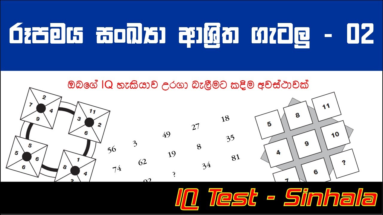 IQ Test Sinhala | රූපමය සංඛයා රටා ආශ්‍රිත ගැටළු - 02 (IQ puzzles ...