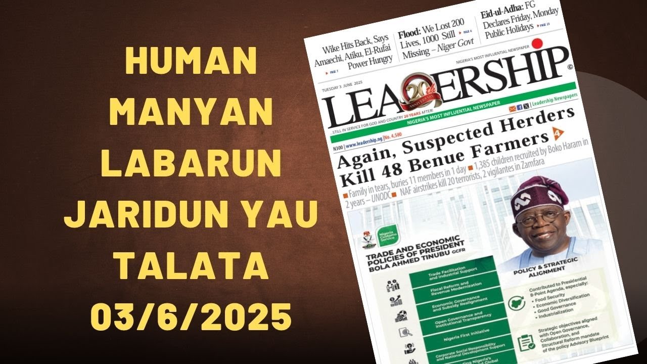 Manyan Labarun Jaridun Yau Talata 03/6/2025 - YouTube