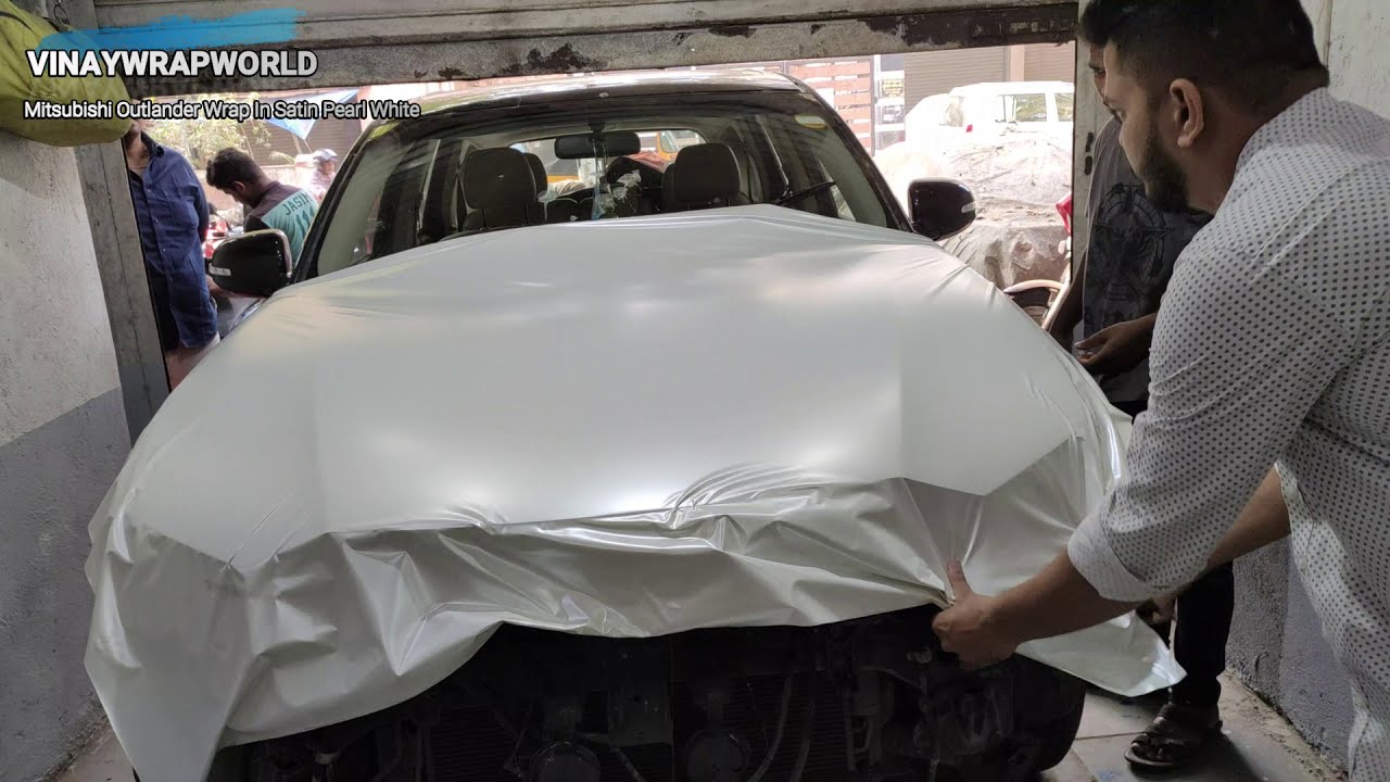 Mitsubishi Outlander Wrap In Satin Pearl White / car wrapping in India ...