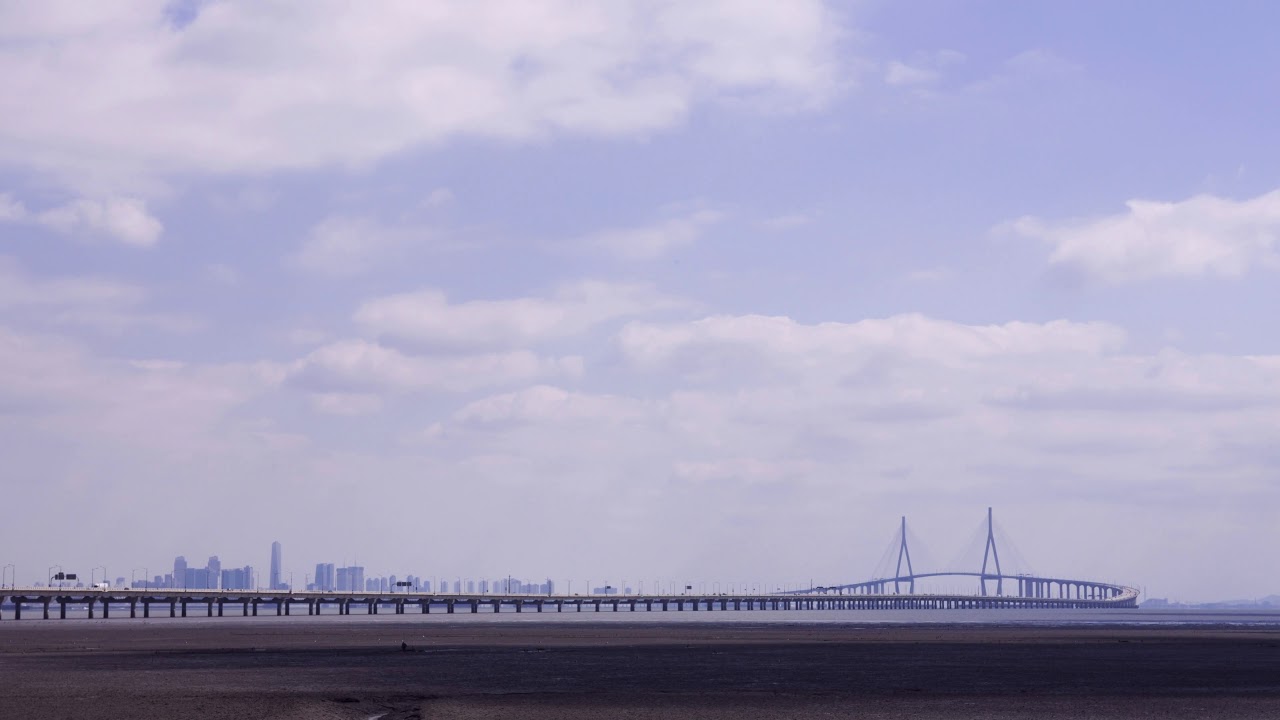 ED00108 Time lapse Landscape of Incheon Bridge at time lapse view over ...