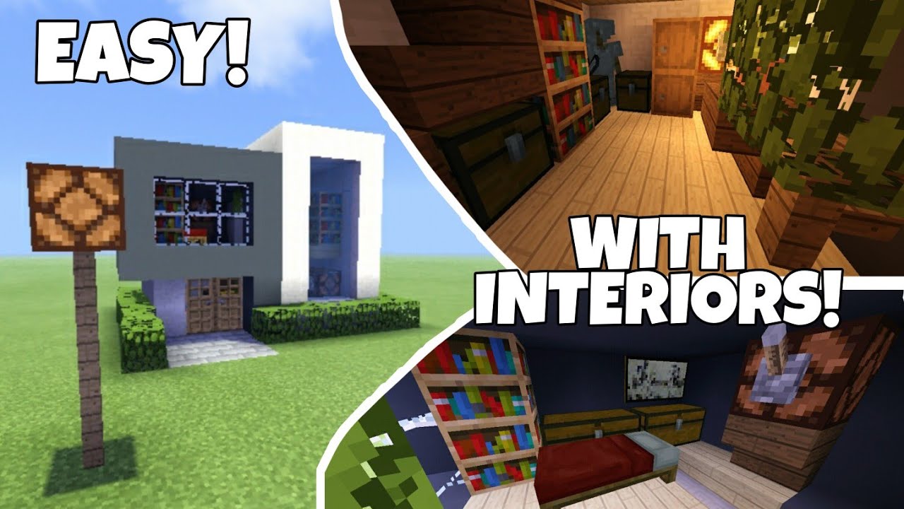 How to build a small Mordern house tutorial in MCPE (#1) - YouTube