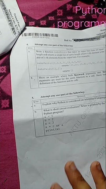 pythons programming (aktu paper) - YouTube