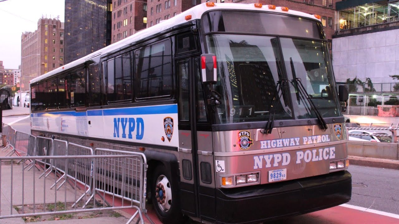 NYPD Highway District Patrol Deploys Big Bus For United Nations General ...