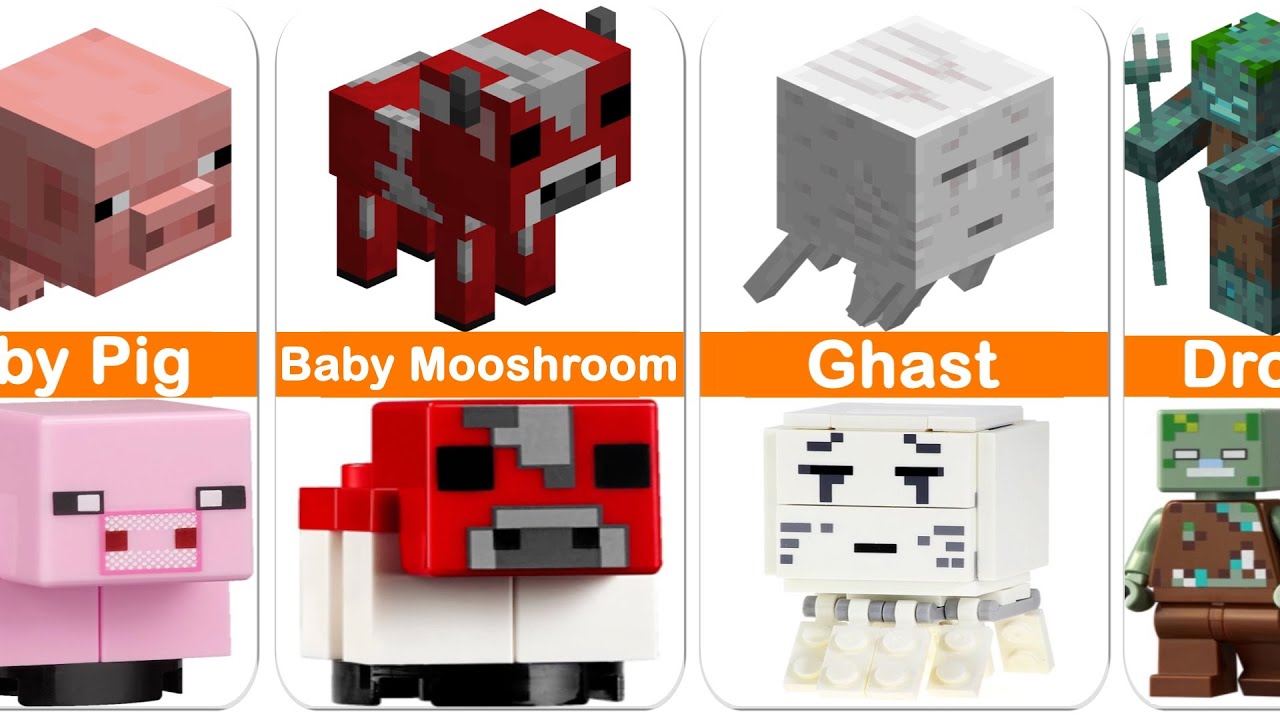 Comparison: Minecraft Mobs and Their LEGO Copies - YouTube