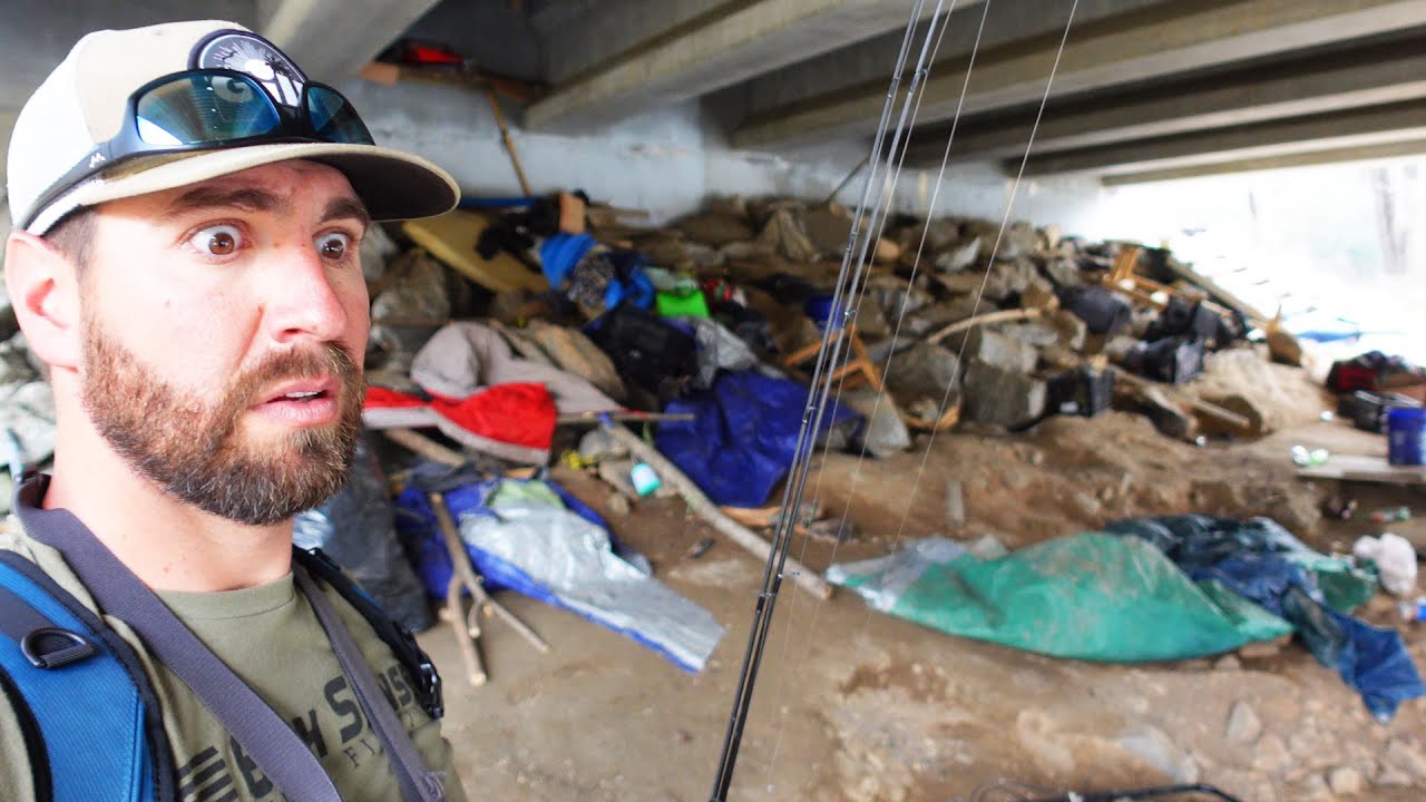 Fishing a HOMELESS CAMP. - YouTube