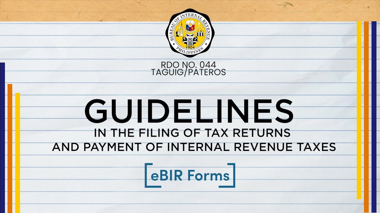 eBIR forms: Filing of Tax Returns and Payment - YouTube