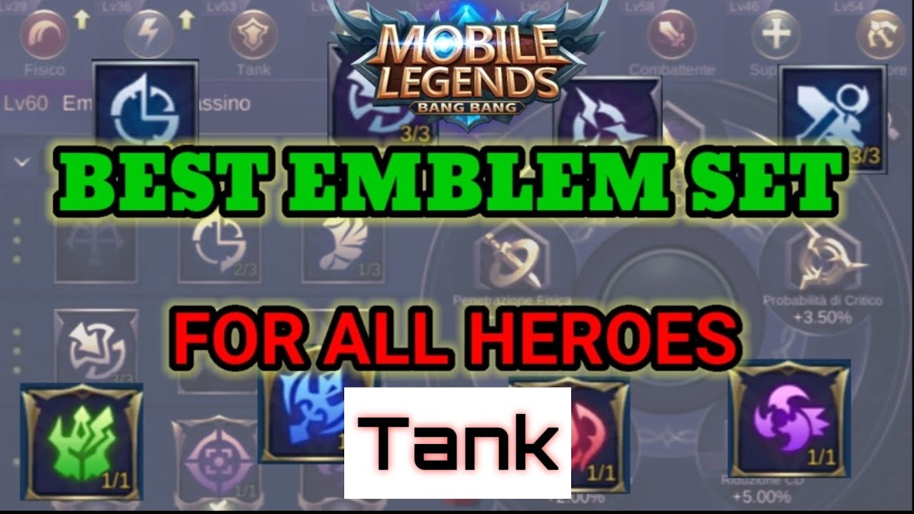 BEST EMBLEM SET for all heroes - TANK | Mobile Legends - YouTube