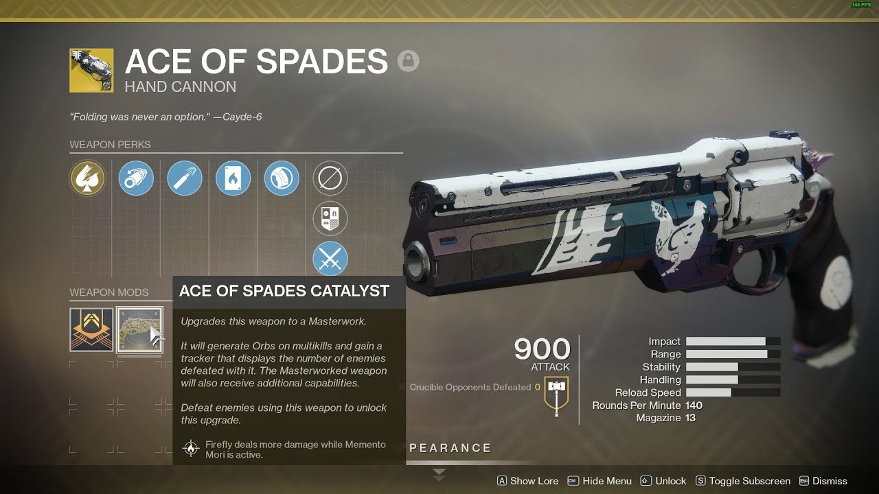 Ace of Spades and Cerberus+1 Catalyst Finished #Destiny2 - YouTube