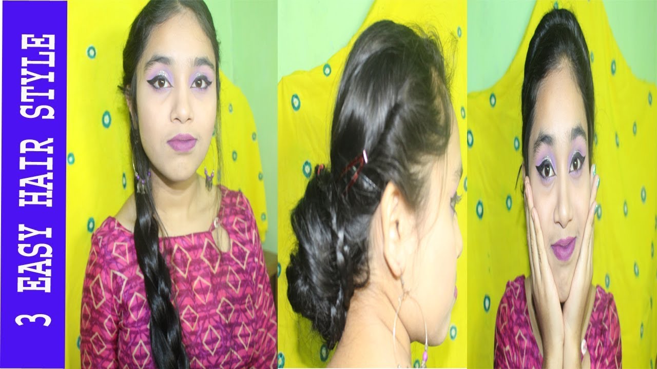 3 Cute & Easy Hairstyles For Medium/Long Hair - YouTube