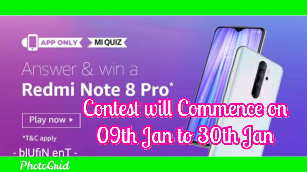 Amazon Redmi Note Quiz Contest | Prize Win Redmi Note 8 Pro | 09 ...
