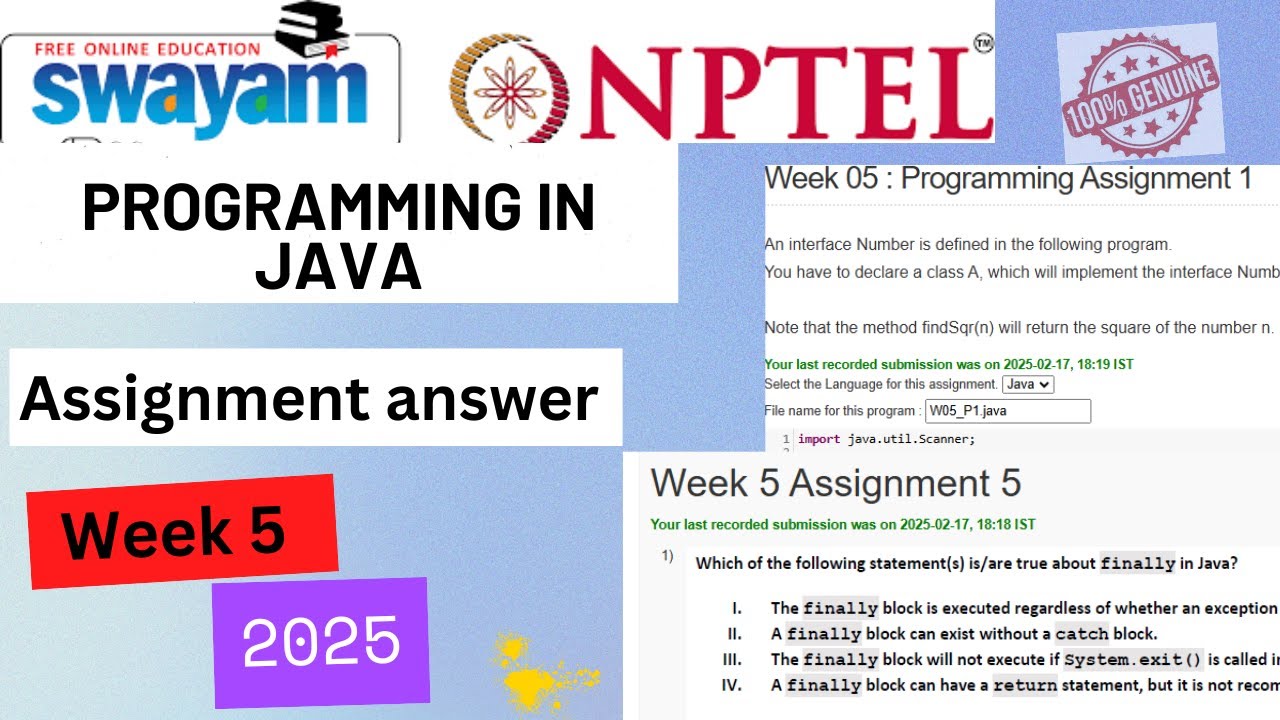 Nptel Programming In Java Week 5 Programming Assignment5 Answers Solution 2025 Jan Swayam