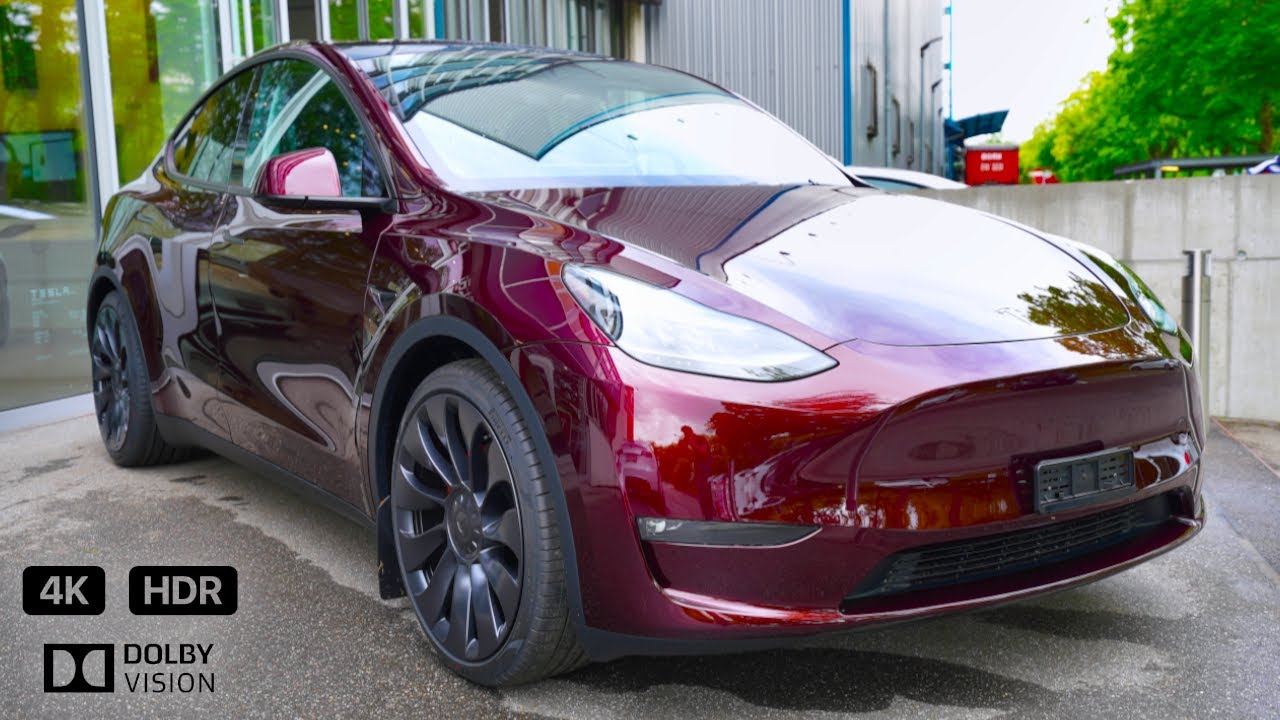 Tesla Model Y Performance Midnight Cherry Red | 4K HDR DOLBY Vision ...