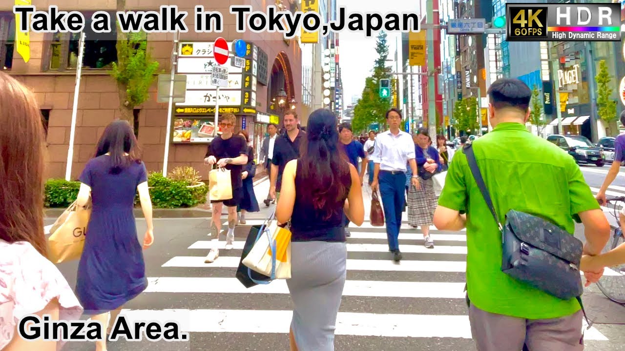 4K 60fps HDR// Take a walk in Tokyo, Japan, Ginza Chuo Street→Ginza ...