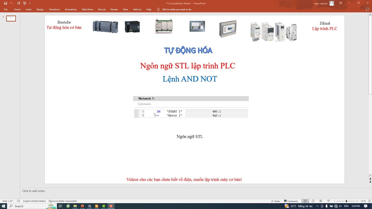 Ngôn ngữ STL lập trình PLC 2: Lệnh tiếp điểm NC (AND NOT) - YouTube