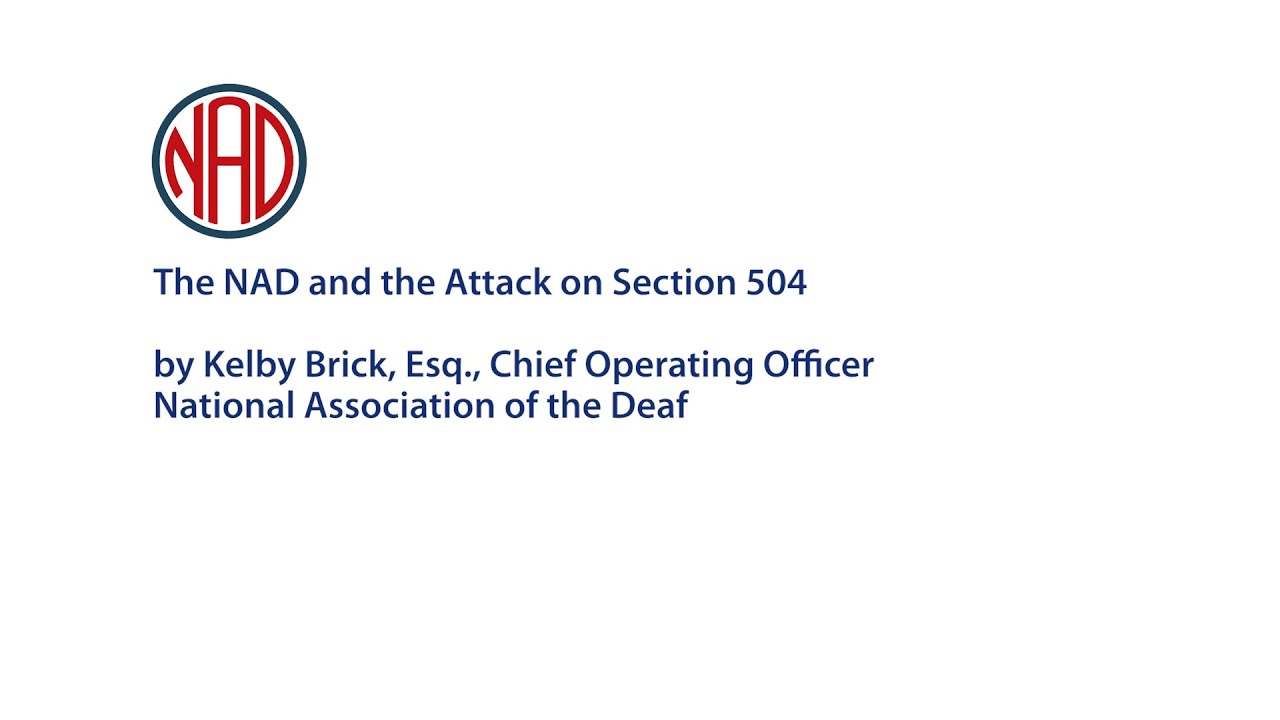 NAD COO Kelby Brick, Esq., and the recent attacks on Section 504 - YouTube
