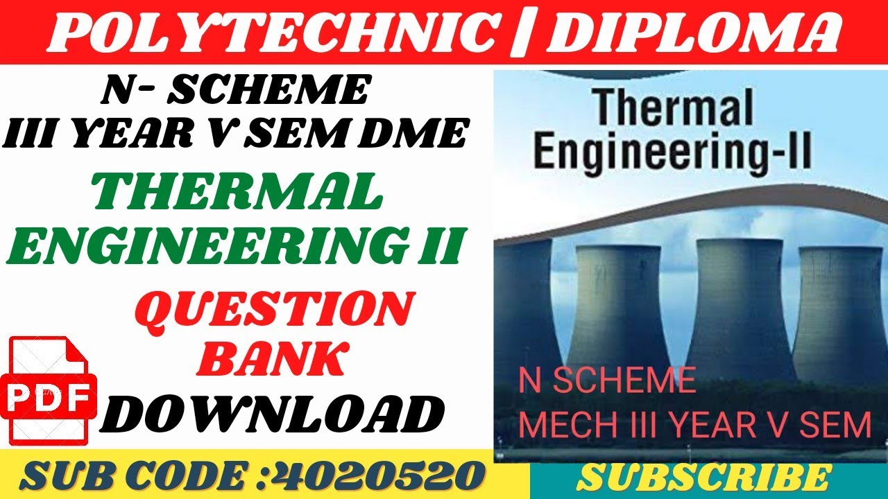 DOTE BOARD EXAM QUESTION BANK | N SCHEME | MECH | III YEAR V SEM | THERMAL ENGINEERING II | # ...