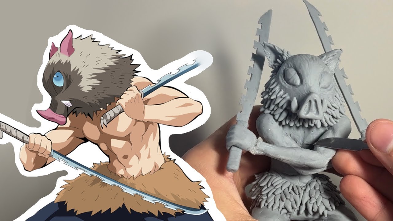 Sculpting Inosuke out of Polymer Clay | Demon slayer - YouTube