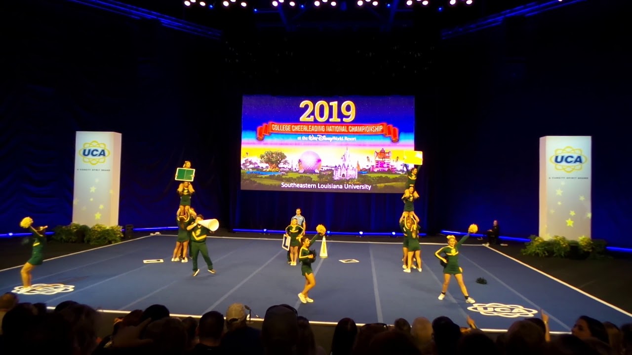 Southeastern Louisiana Univ Cheer competes at the 2019 UCA COLLEGE ...
