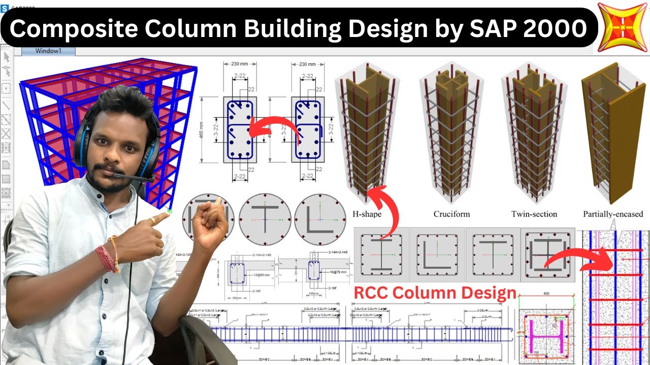 Composite Column Building Design by SAP2000 Software | Building design ...