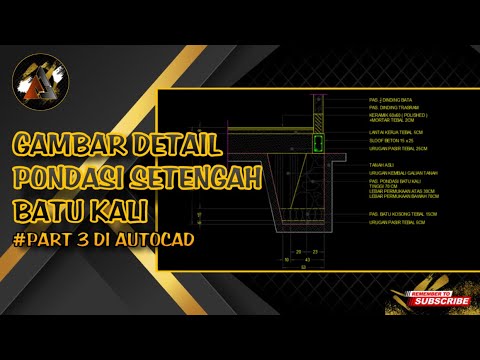 CARA BUAT DETAIL PONDASI SETENGAH BATU KALI DI AUTOCAD 03 - YouTube