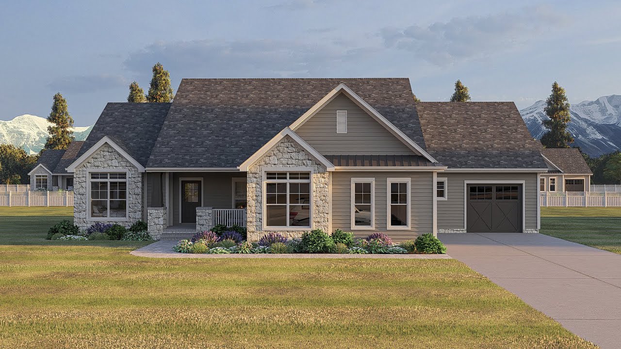 Ranch House Design - Nordstrom Home Plan - HPC 44754 - YouTube