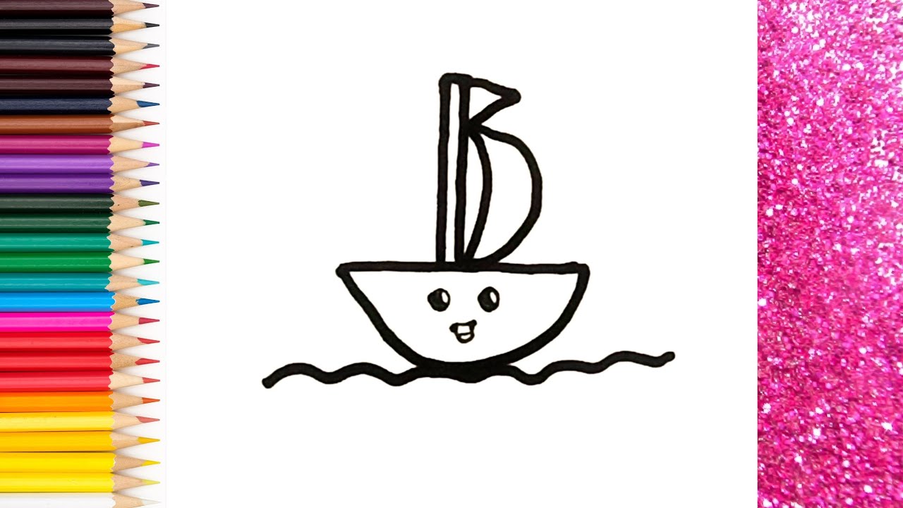 How to draw a cute Yacht ⛵, Step by step,Easy drawing - YouTube