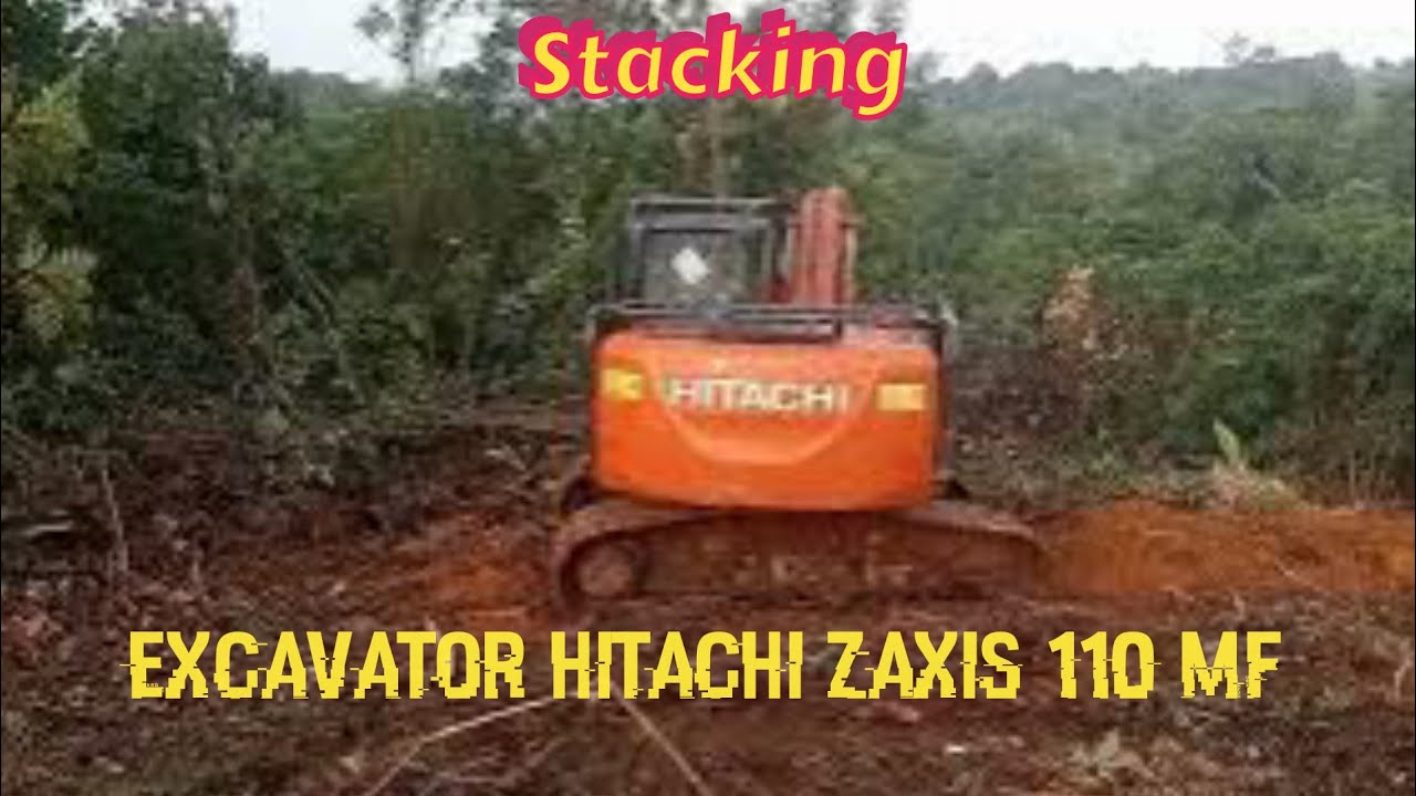 excavator Hitachi stacking lahan - YouTube