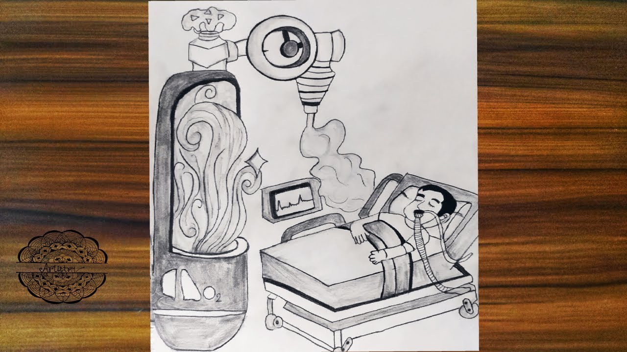 How to draw a patient breathing through Oxygen || India Needs Oxygen ...