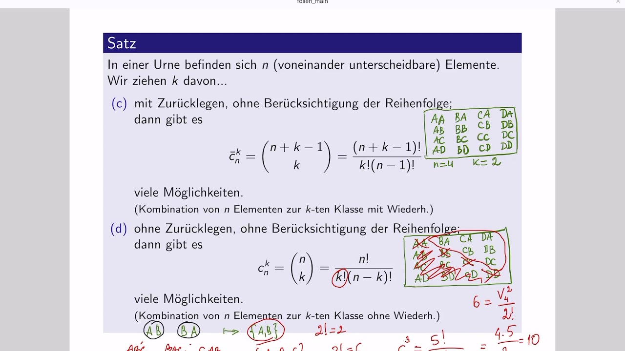 Kombinatorik: 30.06 Kombinationen mit Wiederholungen - YouTube