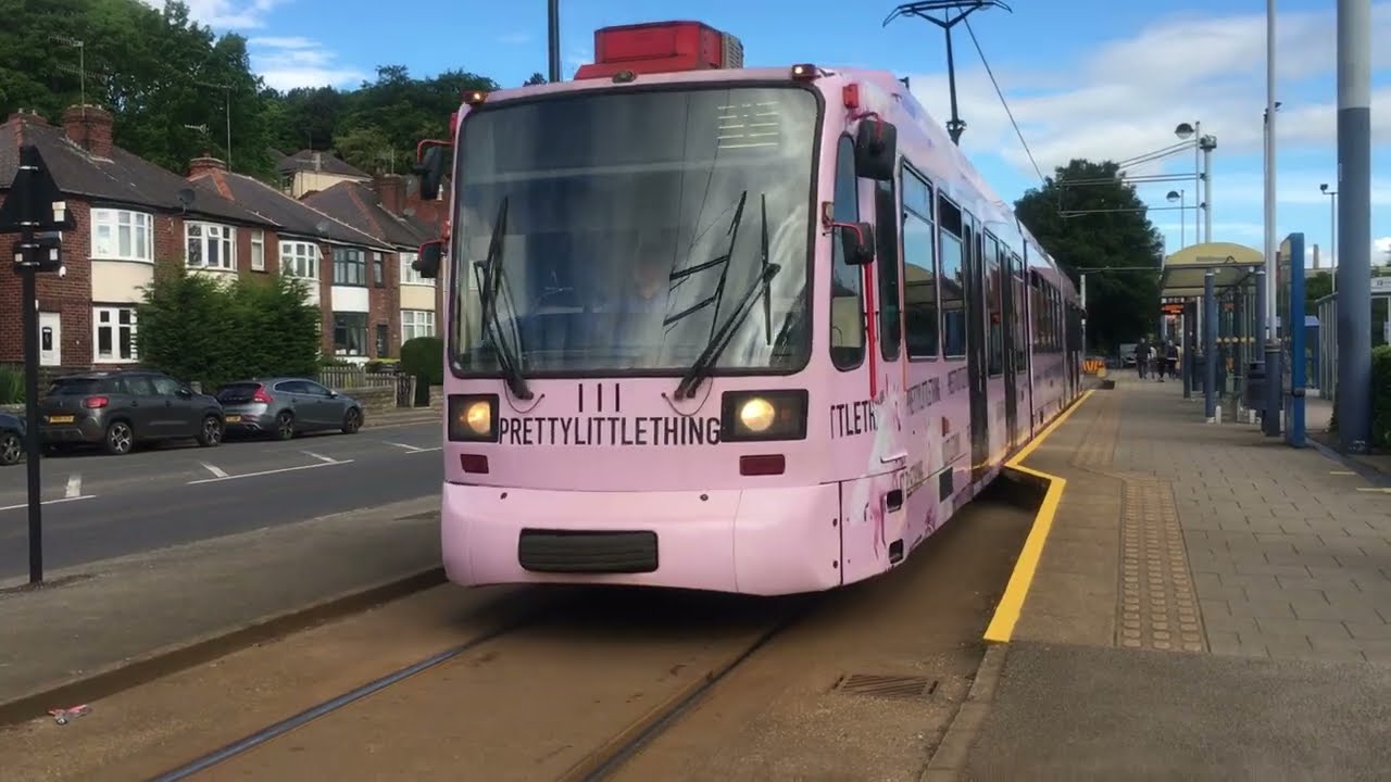 Sheffield Supertram 111 departs Middlewood with a Yellow Route Service ...