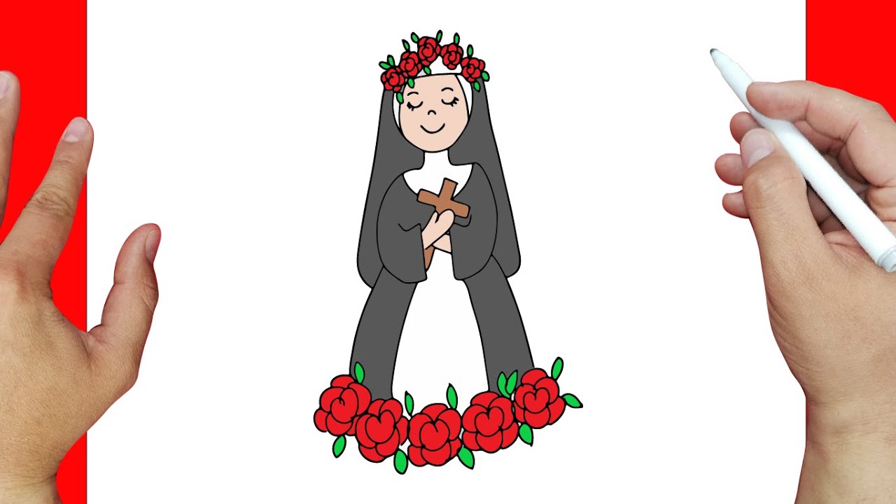 Cómo dibujar la Santa Rosa de Lima paso a paso | Dibujos fáciles - YouTube