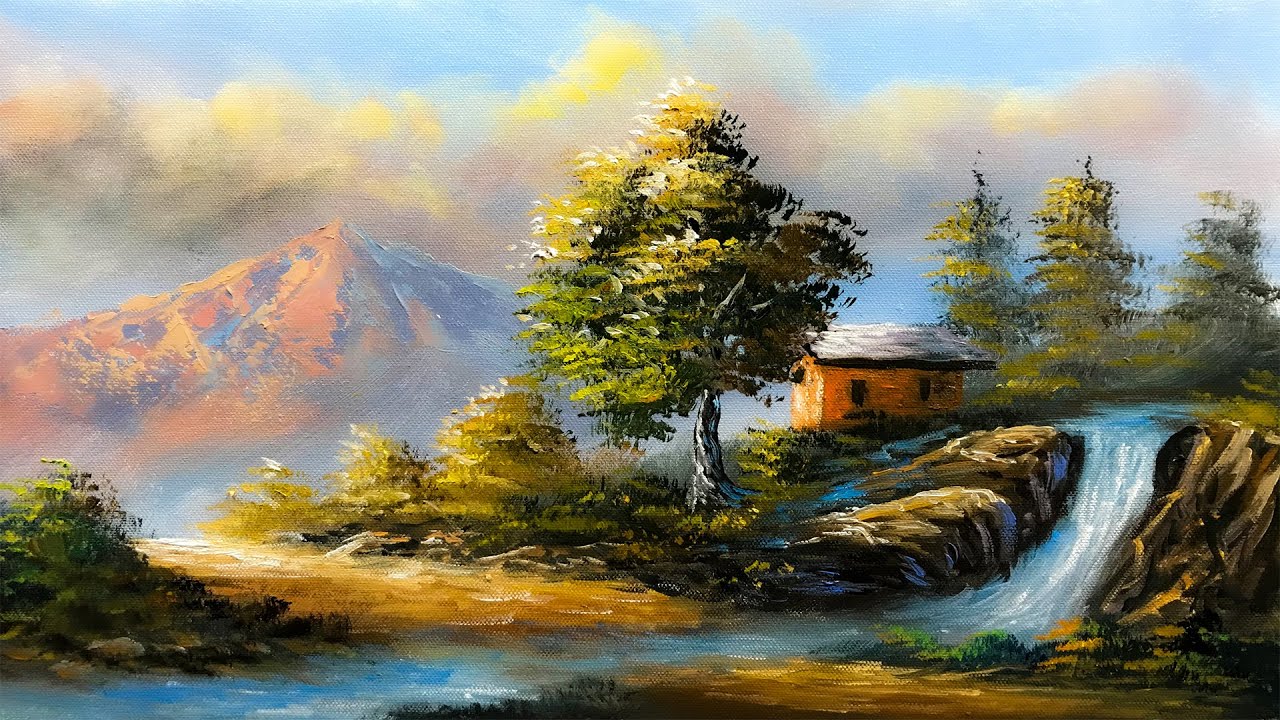 Easy Landscape Painting | Step By Step Painting Tutorial | How to Paint ...