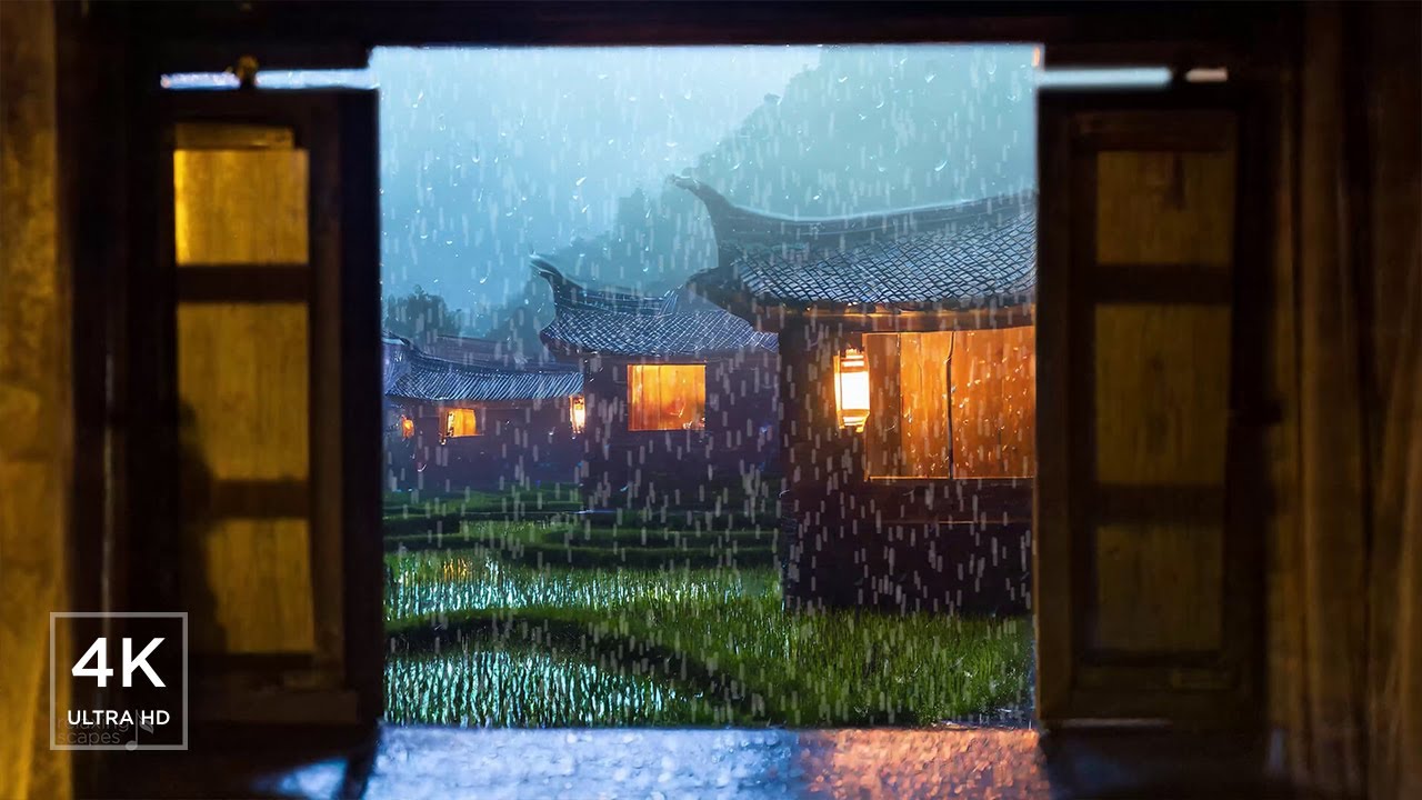 Tranquil Rainfall in a Remote Village | Peaceful Window View for Sleep ...