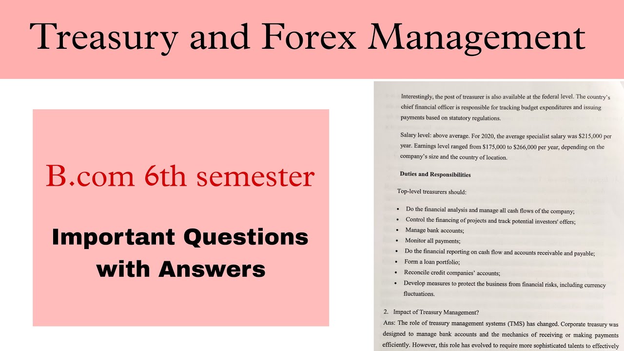 Treasury and forex Management | B.com 6th semester | TFM | Important ...