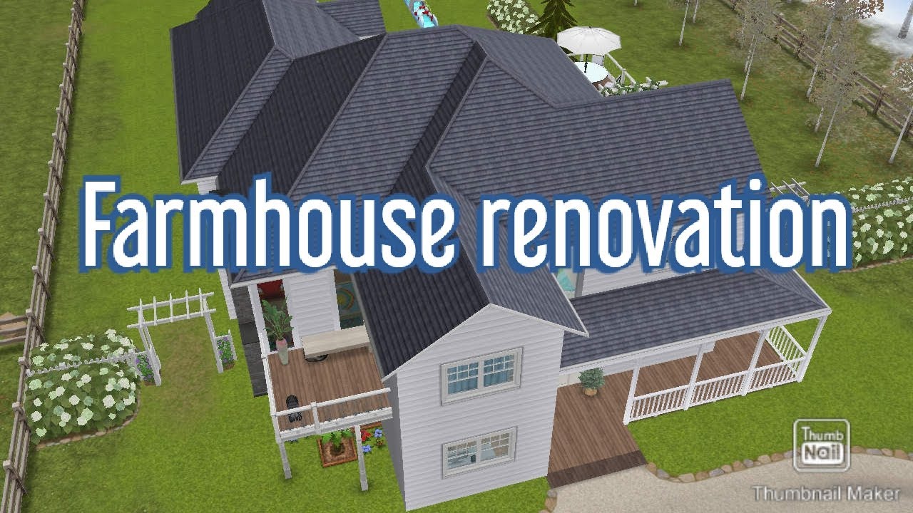 Farmhouse renovation + tour in the Sims freeplay! - YouTube