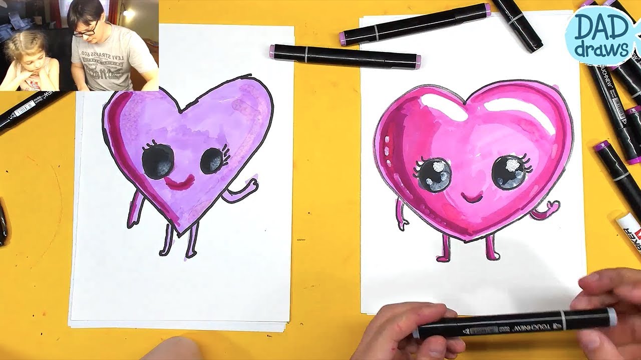 How to draw HEART AND CHILD - YouTube