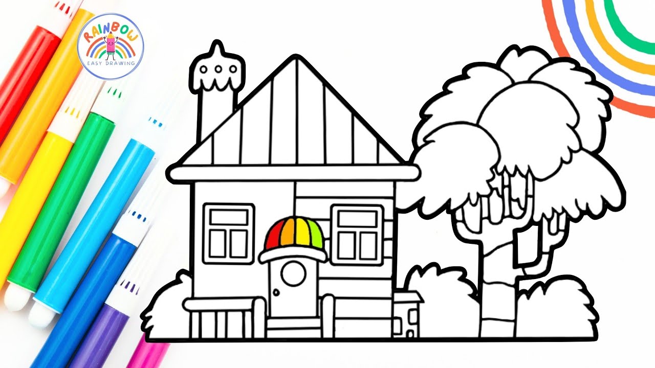 Draw and Color Bluey House | How to Draw a House 🌈🏡💙 - YouTube