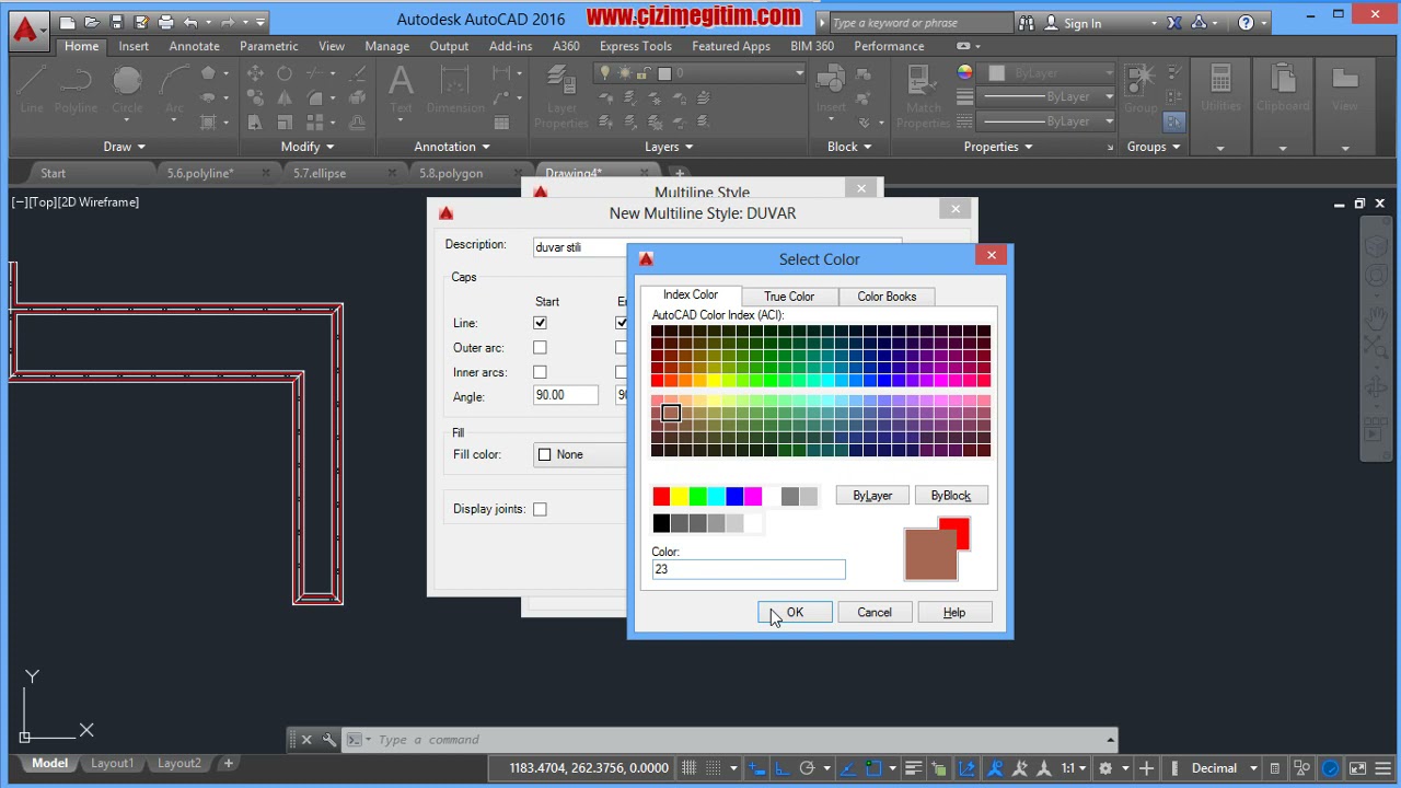 AutoCAD Multiline Komutu-(5.Bölüm 9.ders) - YouTube